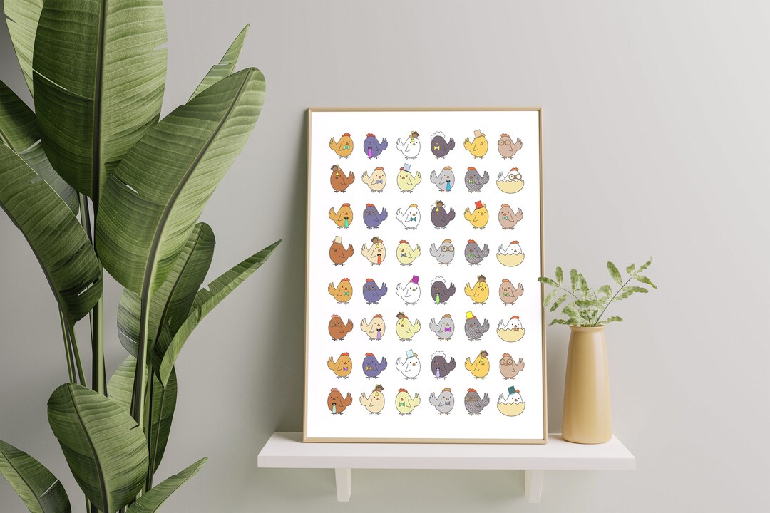 Quirky Chicken Print Chickens Art Print Printable Art digital Download ...