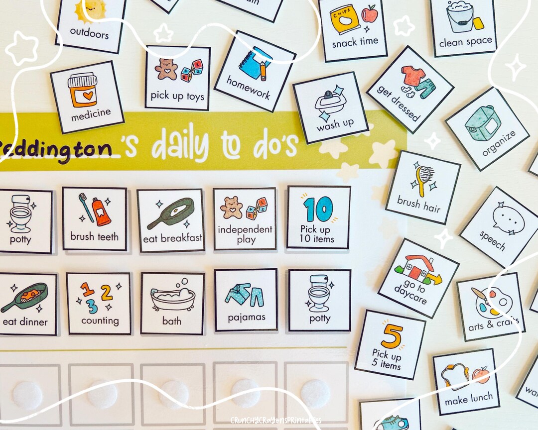 Daily To-do Chore Chart | Printable Full Day Visual Routine, Kids Daily ...
