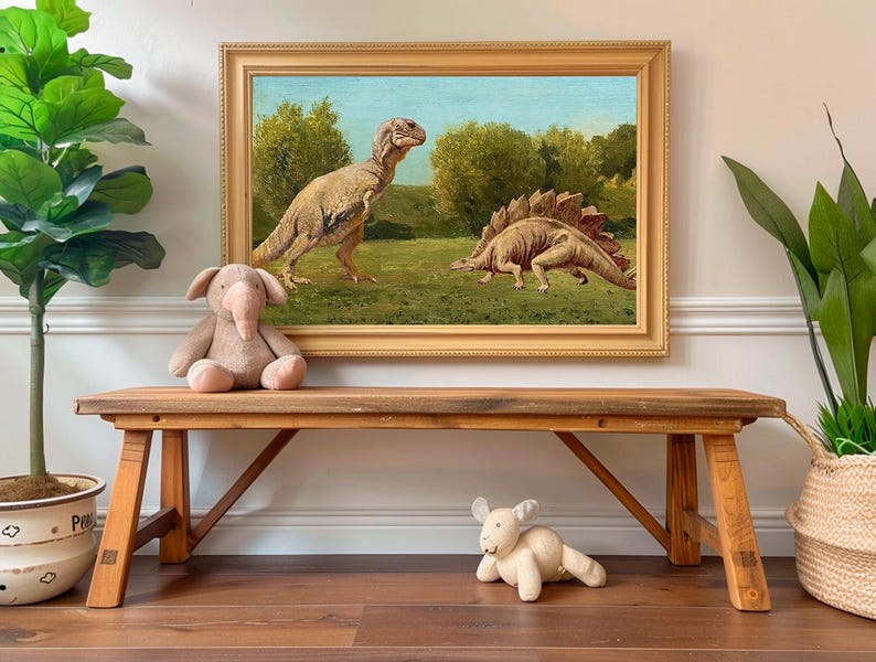 Dinosaur Brothers Friendship Painting, Kids Art, Funny Animal Art ...