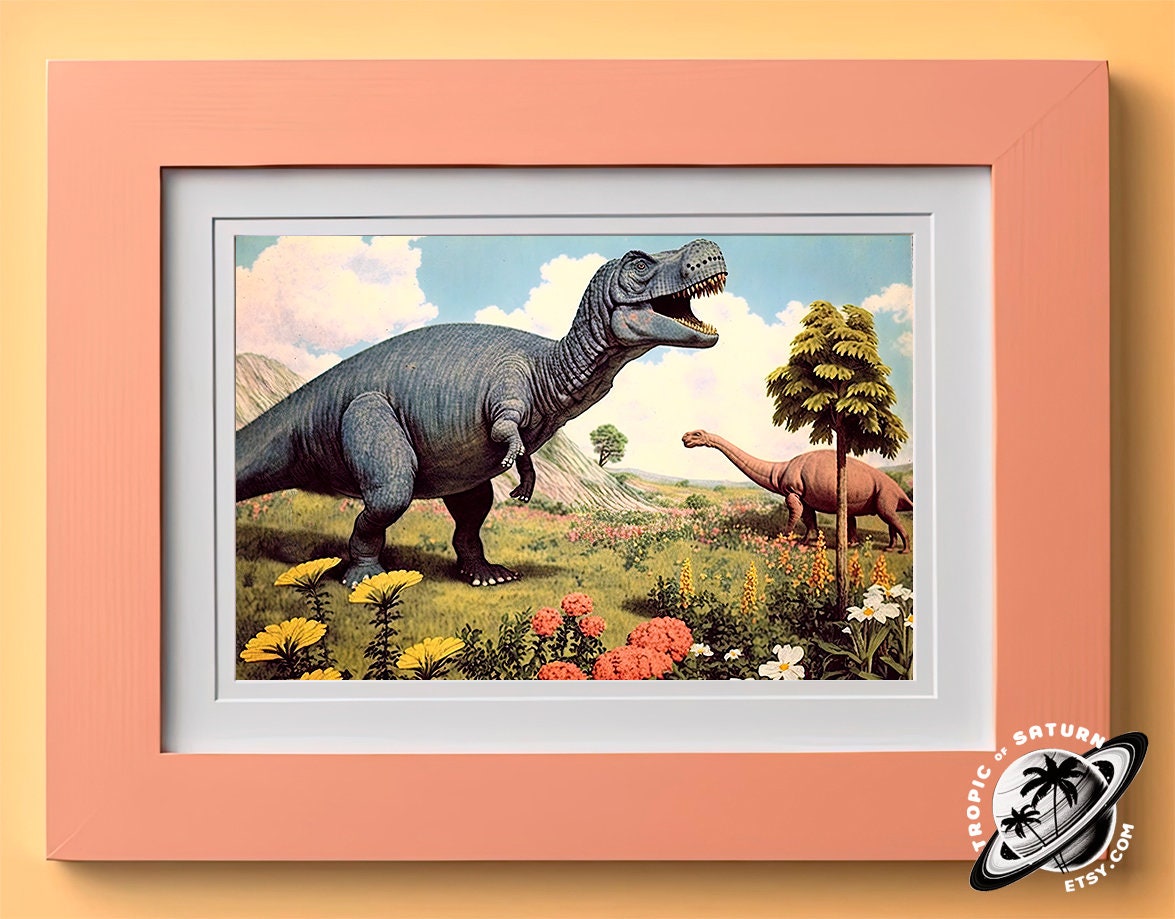 Printable Tyrannosaurus Brontosaurus Dinosaur Download, Vintage ...