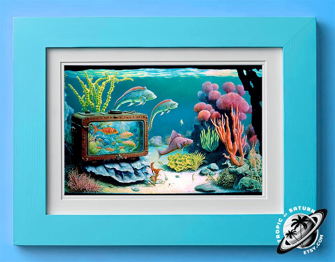Retro Ocean Art, Aquarium, Sea Coral, Tropical Fish, Sealife Art ...