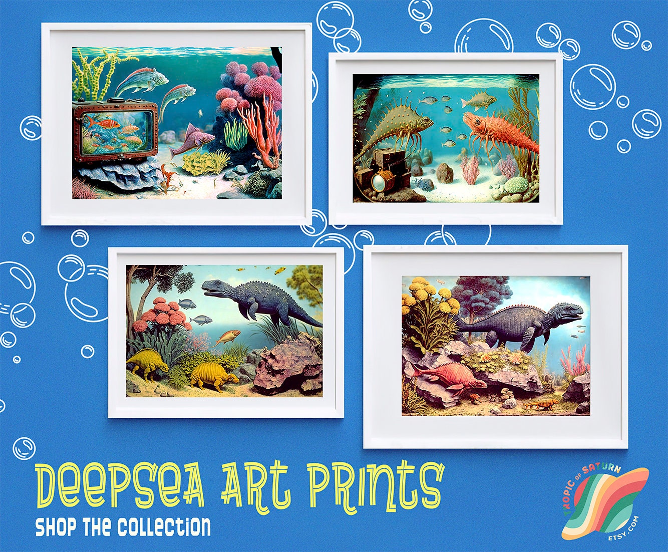Retro Ocean Art Aquarium Sea Coral Tropical Fish Sealife - Etsy