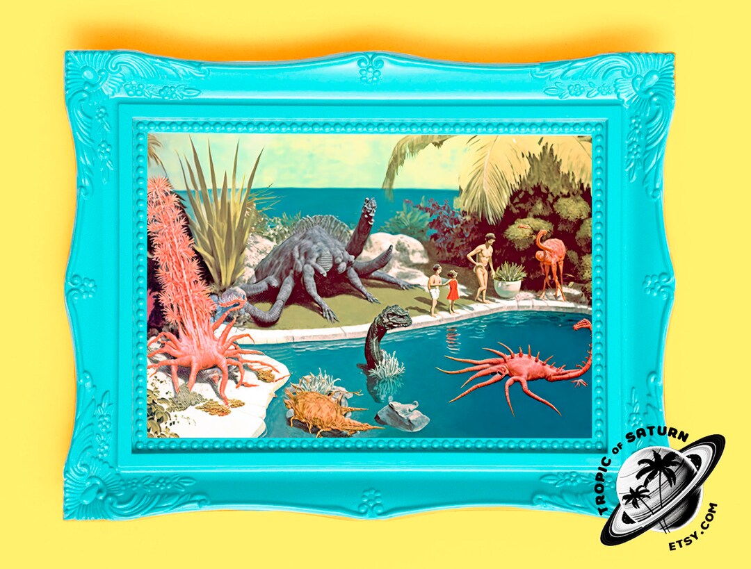 The Neptune Pool Desert Home Art for Bathroom, Retro Palm Springs ...