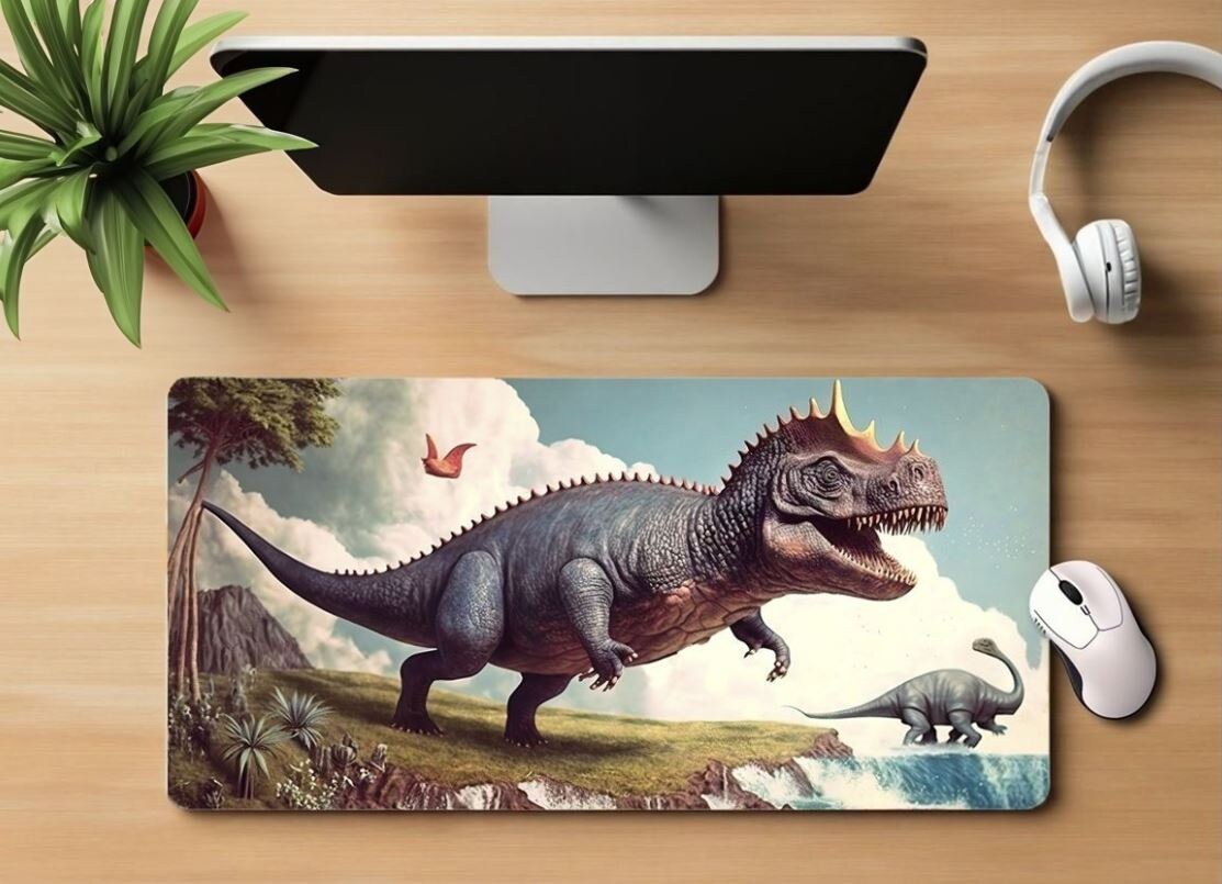 T-rex Tyrannosaurus Dinosaur Gaming Desk Mat, XL Mousepad, Big & Long ...