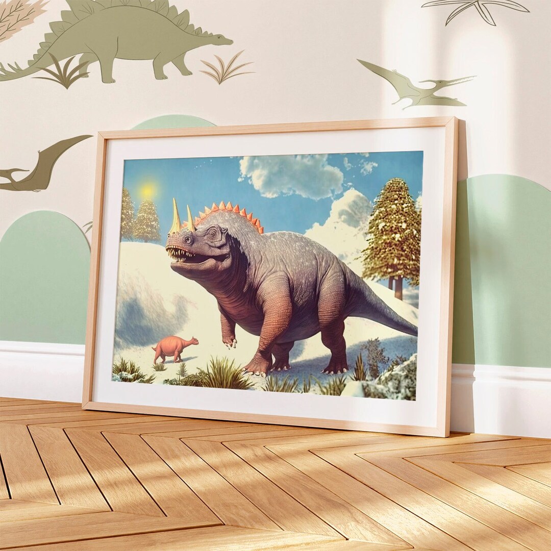 Cheerful Sunny Triceratops Colorful Dinosaur Theme Kids Room Cool Gift ...