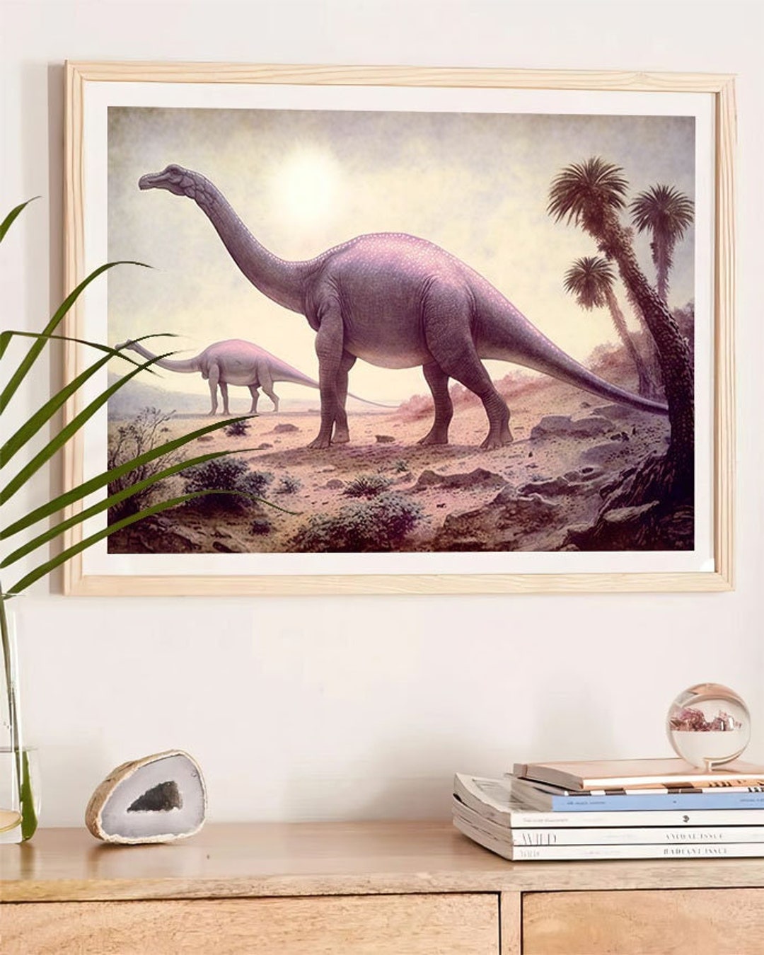 Brontosaurus Dinosaur Print, Jurassic Illustration, Kids Room Decor ...