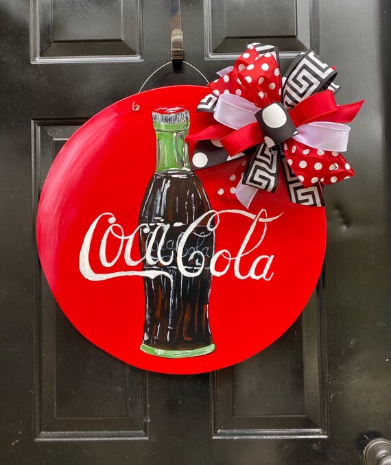 Coca Cola Circle Door Hanger Freehand Painted - Etsy