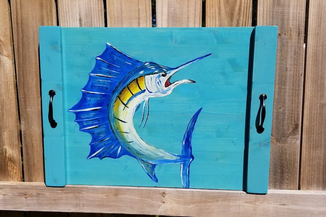 Marlin-swordfish Custom Painted Noodle Boards,stove Cover - Etsy