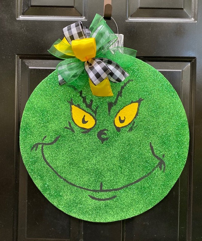 Glittered Grinch Face Inspired Ornament | Etsy