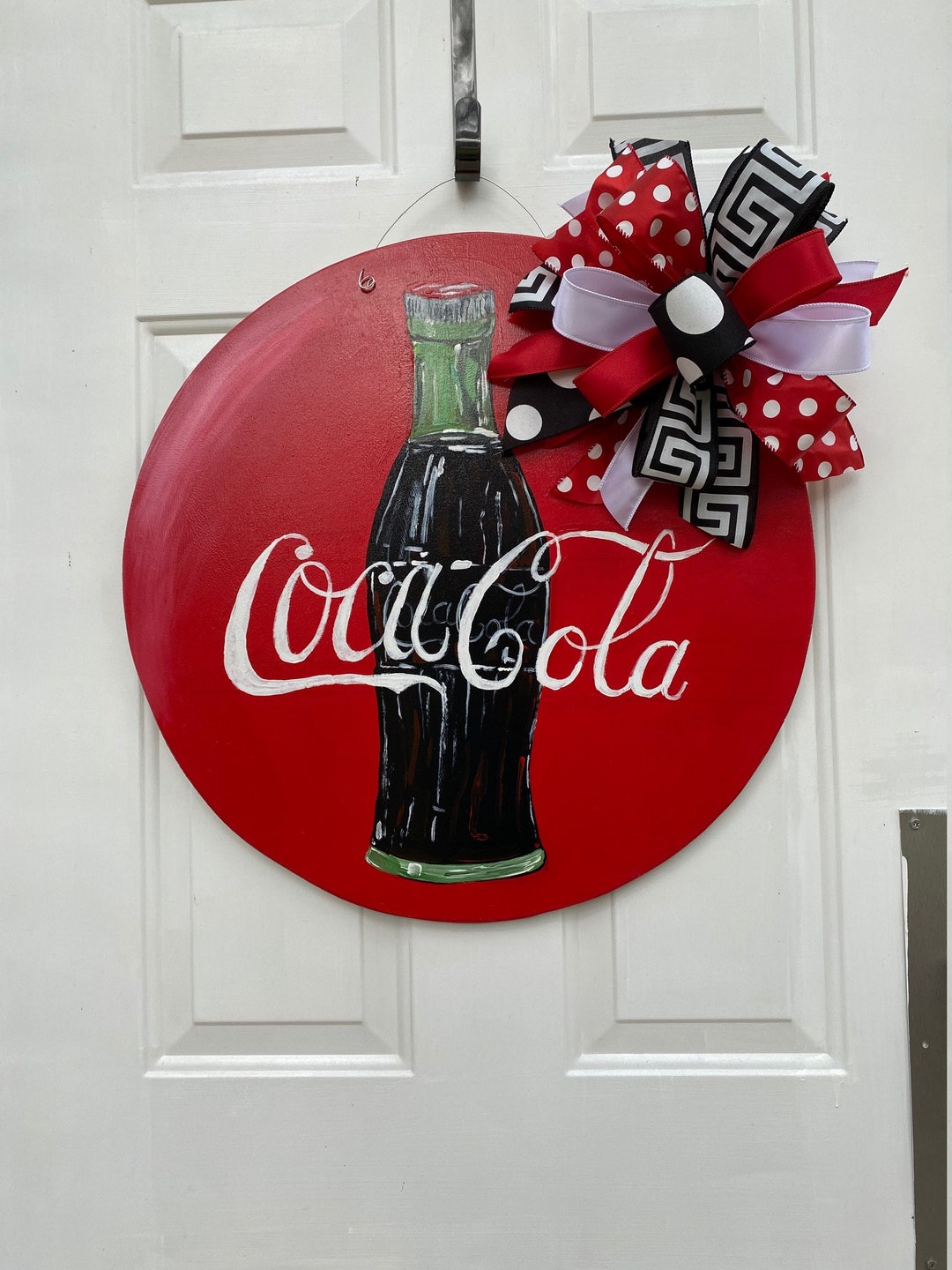 Coca Cola Circle Door Hanger - Freehand Painted - Etsy
