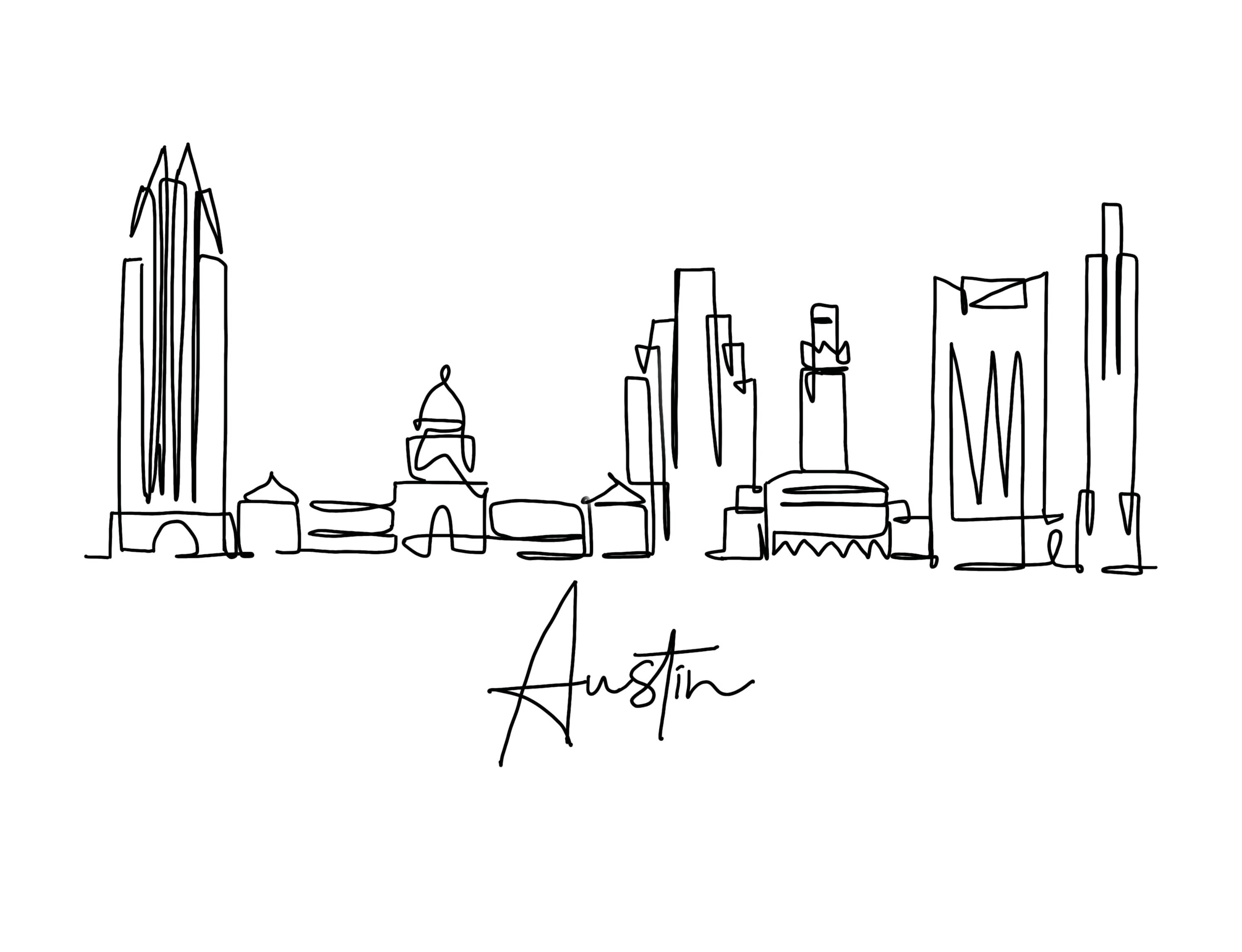 Austin City Skyline Print, Boho Printable Wall Art, Retro Minimalist ...