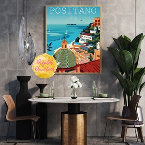 Positano Italy Travel Poster: Vintage Style Art Print (digital Download ...