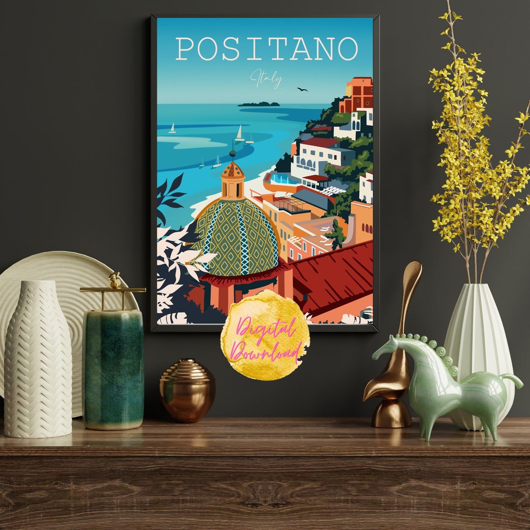 Positano Italy Travel Poster: Vintage Style Art Print (digital Download ...