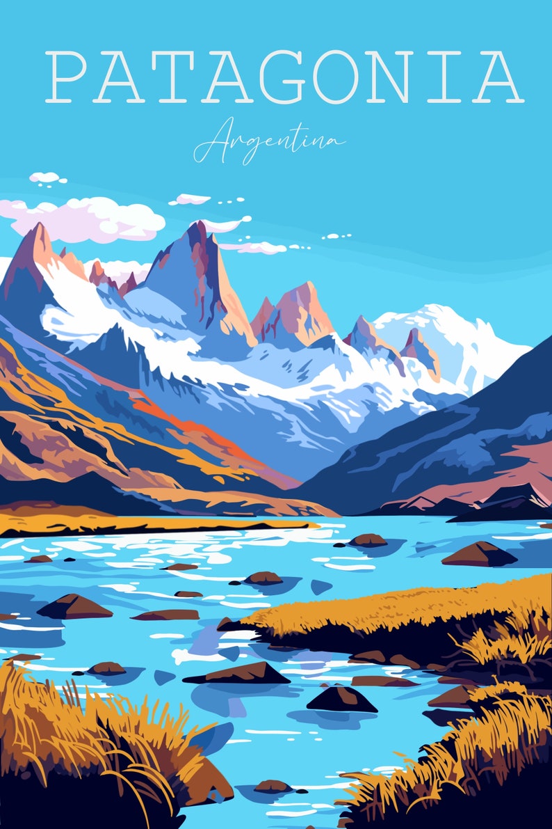 Patagonia Travel Poster: Torres Del Paine Print (digital Download) - Etsy