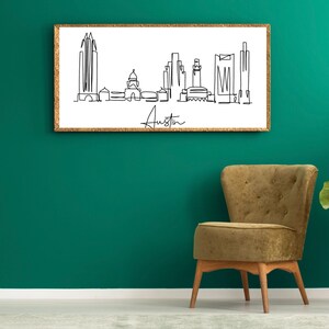 Austin City Skyline Print, Boho Printable Wall Art, Retro Minimalist ...