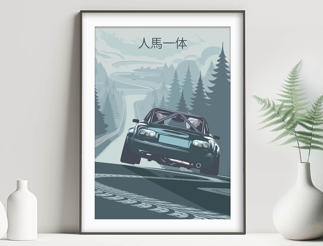 Mazda MX5 Miata Art Print - MX-5 Car Poster Wall Artwork Motorsport ...
