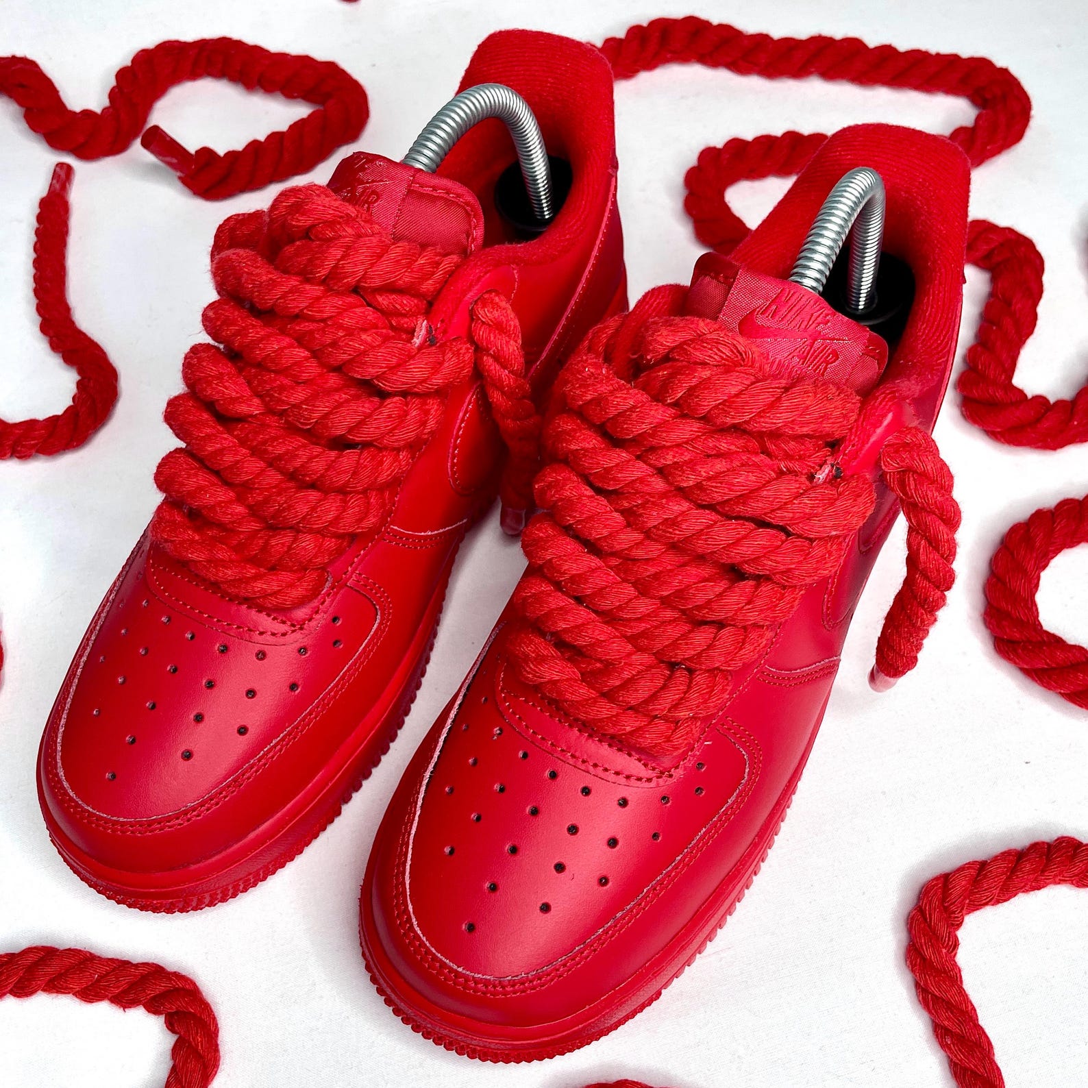 Red Chunky Rope Laces 8mm for Sneakers | Three Strand Thick Twisted ...