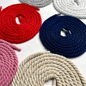 Red Chunky Rope Laces 8mm for Sneakers | Three Strand Thick Twisted ...