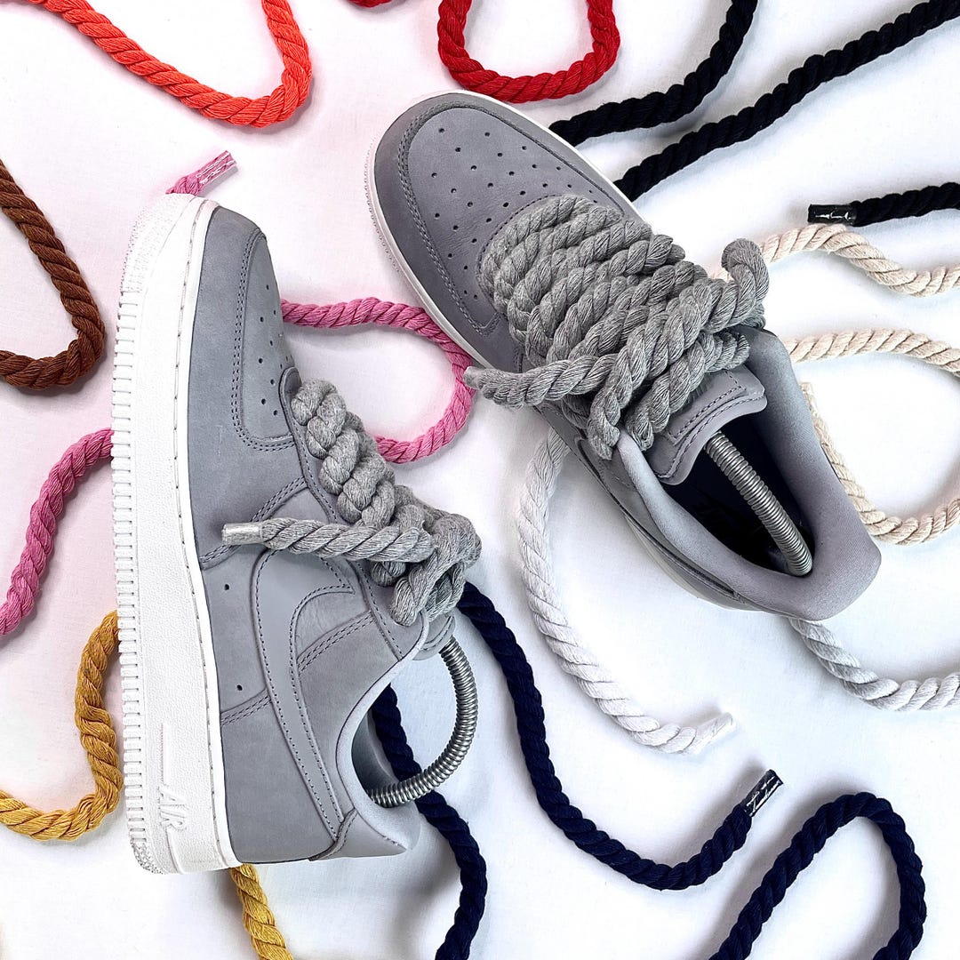 Chunky Rope Laces 8mm for Custom AF1 | Three Strand Thick Twisted ...