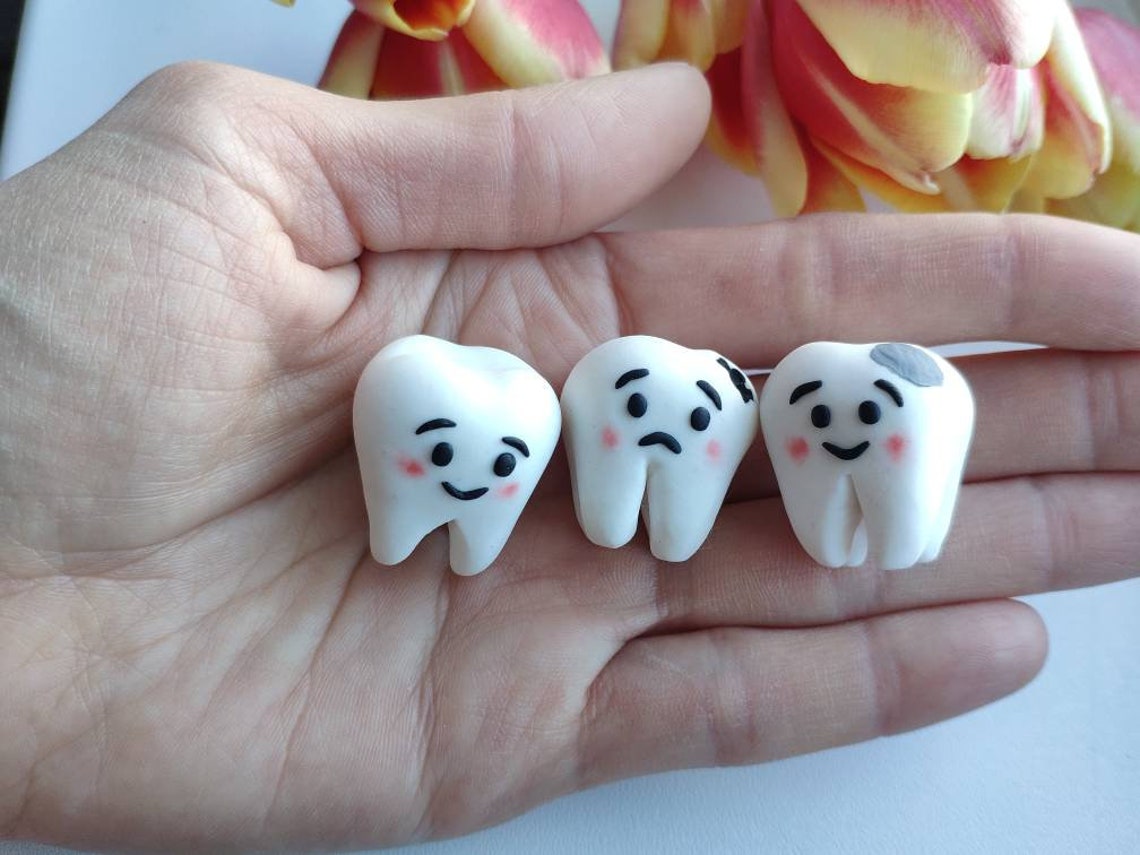 Teeth Figurines. Tooth 3 Pcs Set. Gift for Dentist. Toy Teeth. | Etsy