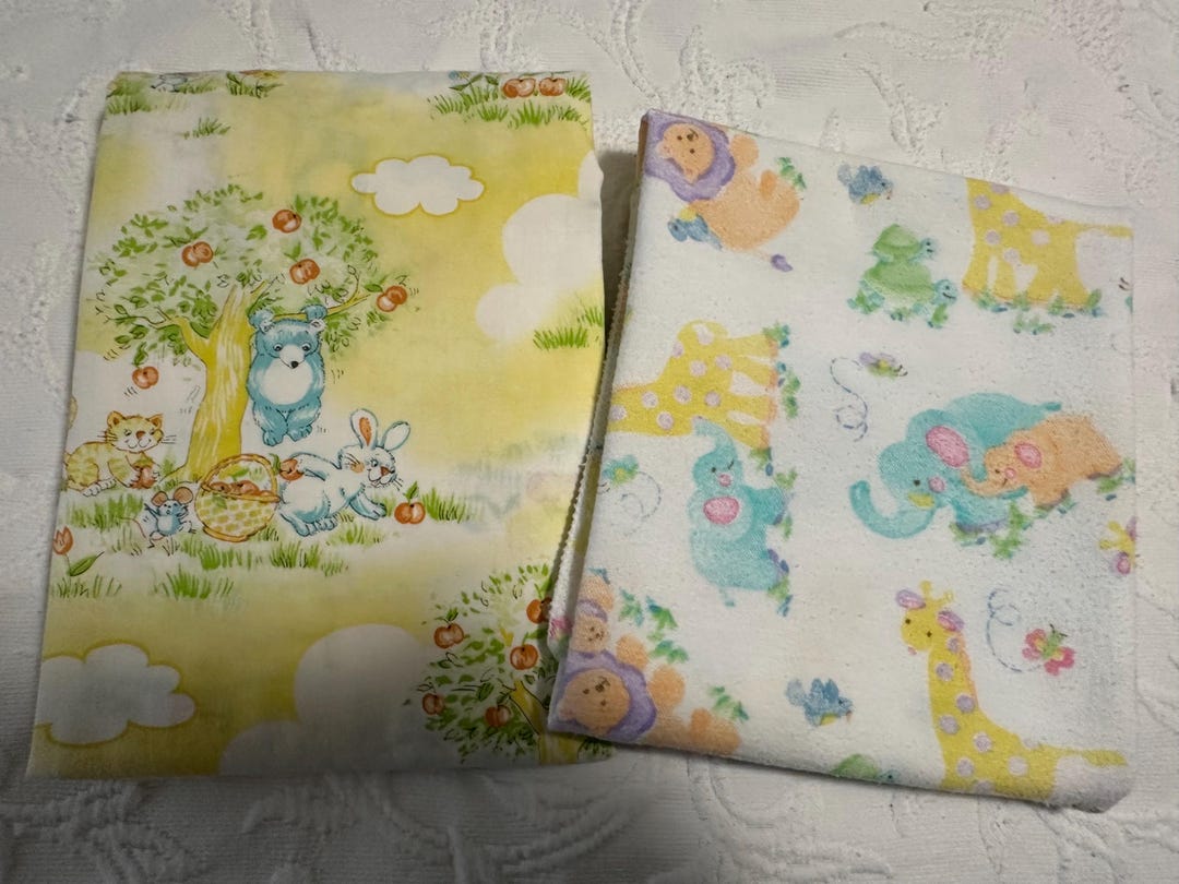 Vintage Fitted Crib Sheet: Yellow Animals & Outdoor Scene - Etsy