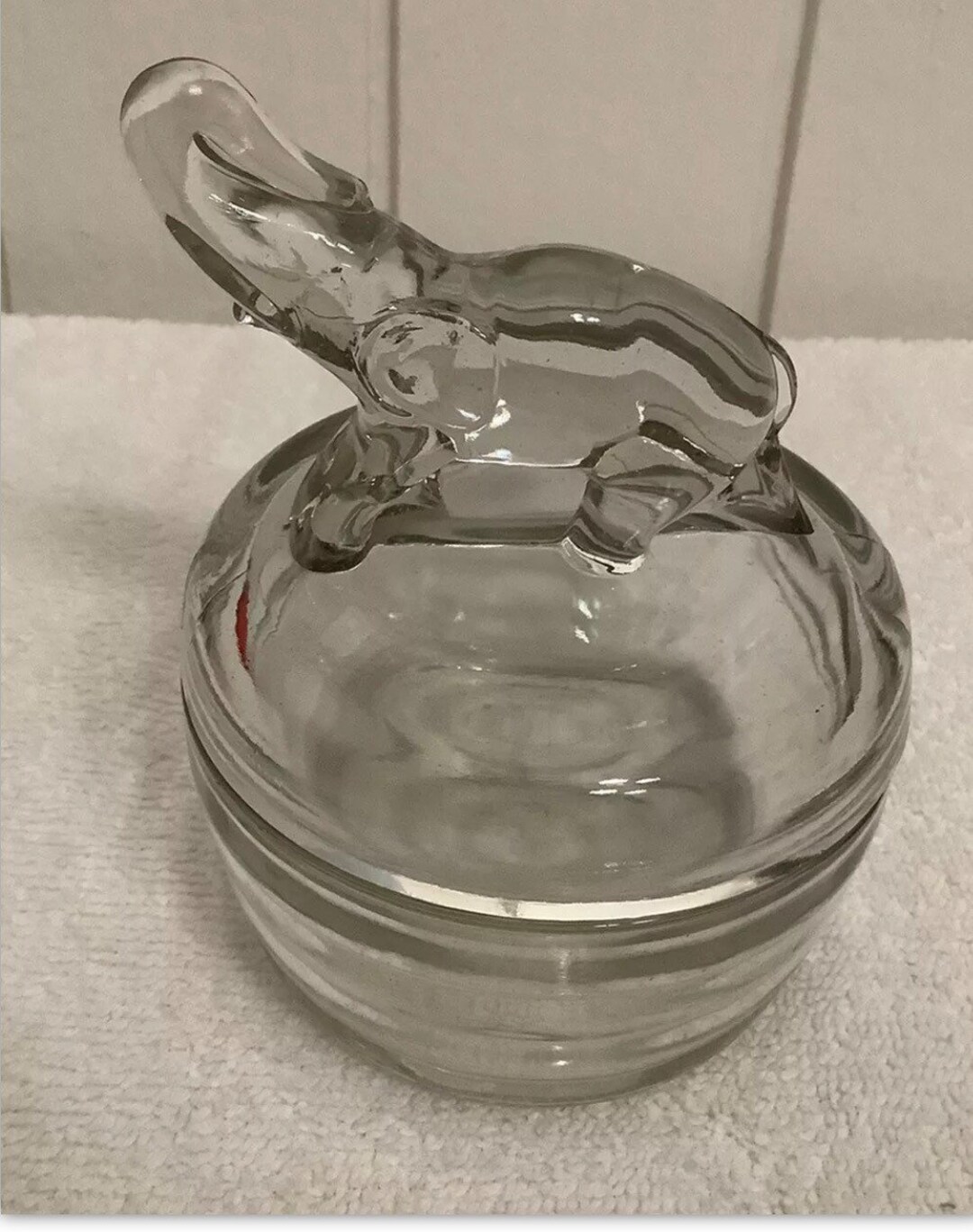 Jeanette Glass Clear Powder Jar With Elephant Lid Trinket Dish 1940s ...