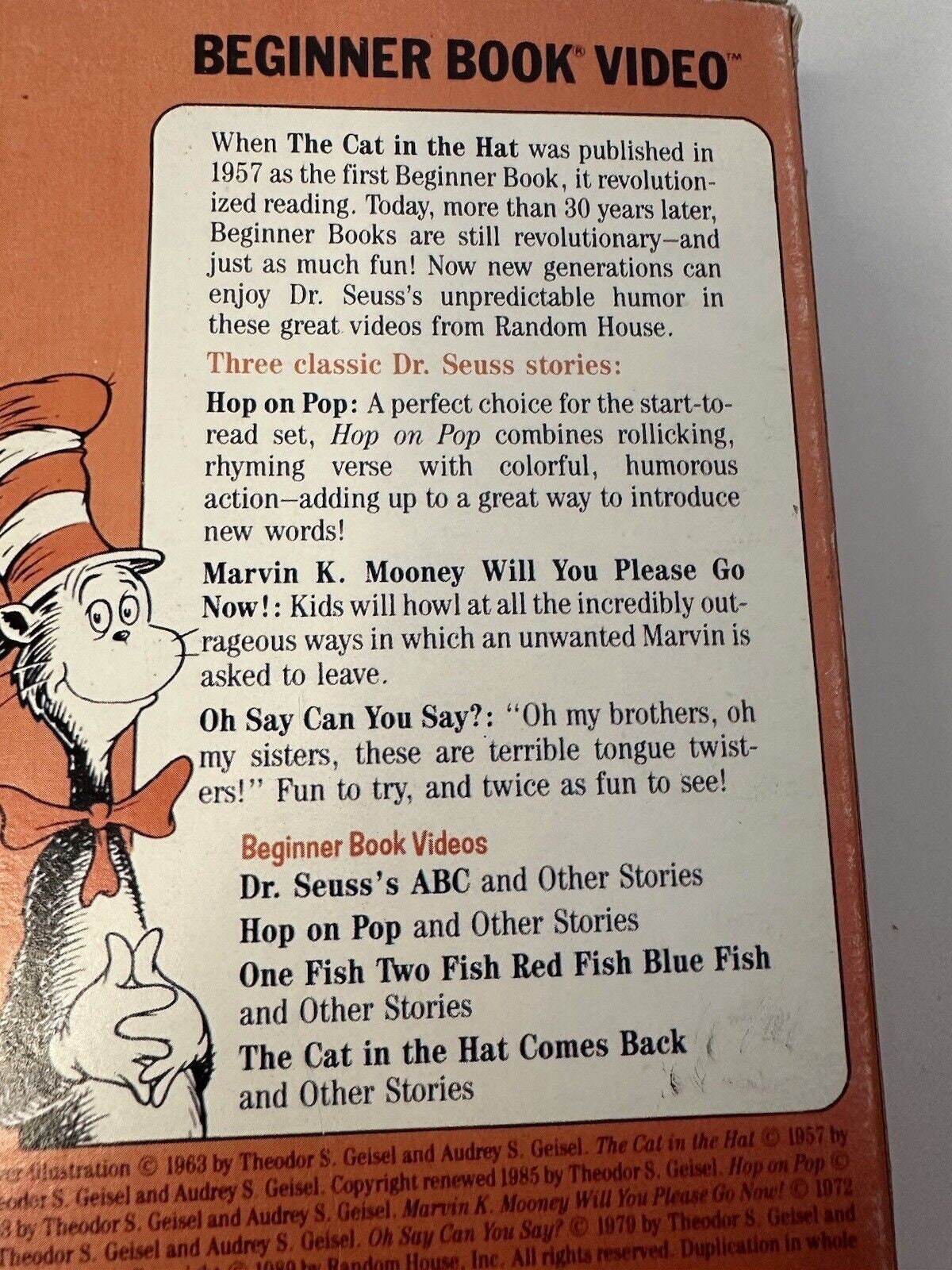 2 Dr Seuss the Cat in the Hat VHS, 2003 & Hop on Pop VHS 1992 Book ...