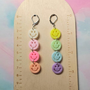 Rainbow Smile Dangle Earrings L Smiley Face L Happy L Colorful L Bead ...