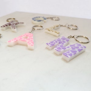 Colorful Cow Print Letter Keychain L Resin Keychain L Animal Print L ...