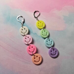 Rainbow Smile Dangle Earrings L Smiley Face L Happy L Colorful L Bead ...