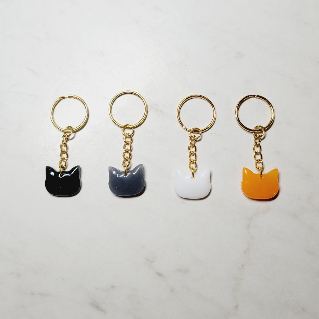 Resin Cat Keychain: Cute Animal Keyring, Cat Lover Gift - Etsy