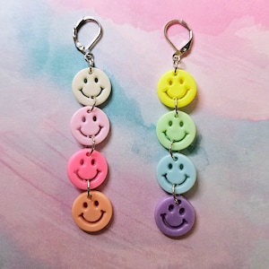 Rainbow Smile Dangle Earrings L Smiley Face L Happy L Colorful L Bead ...