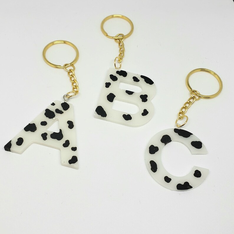 Cow Print Letter Keychain l Resin Keychain l Animal Print l | Etsy