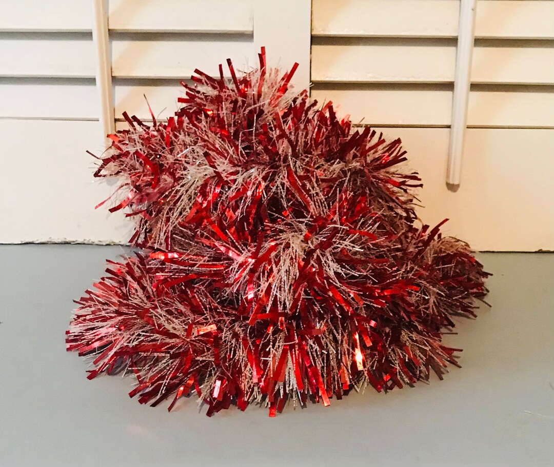 Vintage Christmas Tree Garland Retro Red Tinsel Christmas Garland - Etsy