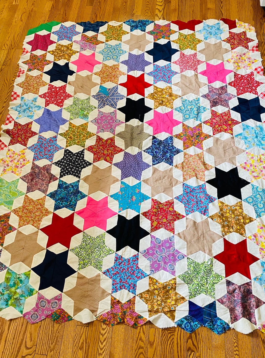 Vintage Handmade Star Quilt - Etsy