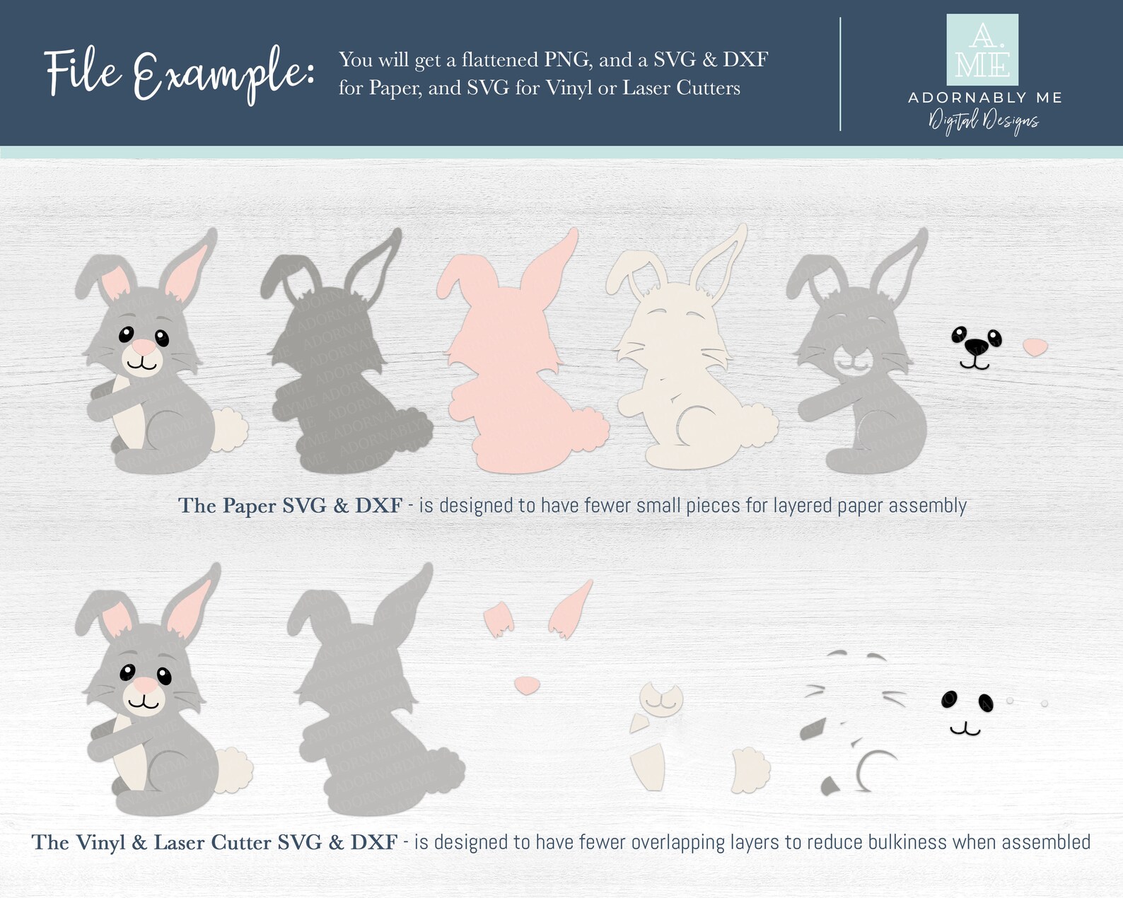 Cute Rabbit SVG DXF & PNG Instant Download for Cricut | Etsy