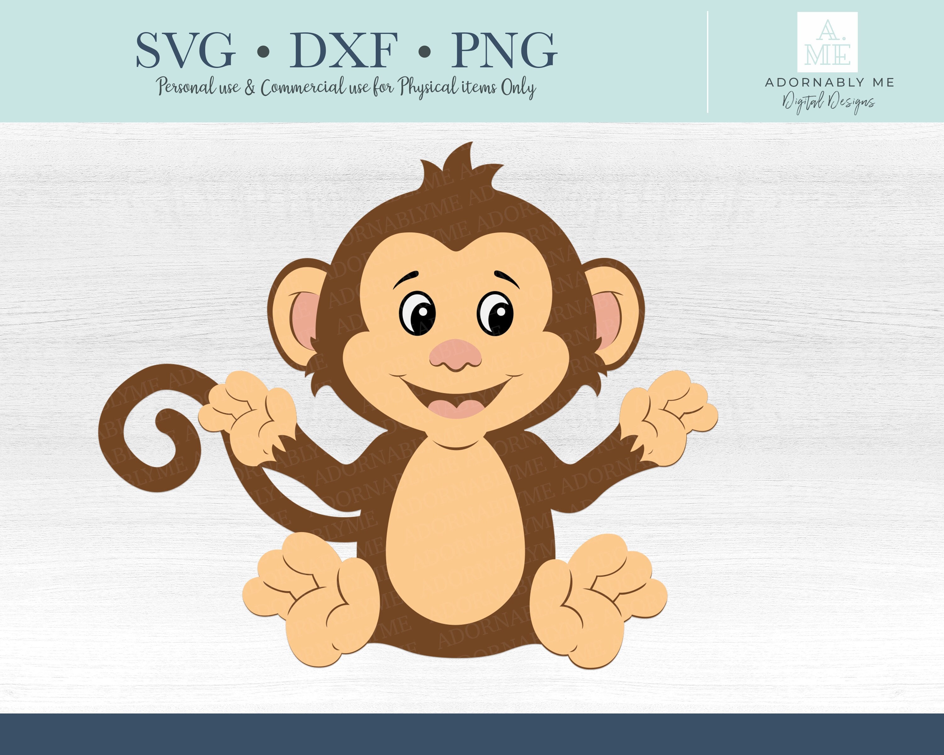 Mono SVG, DXF y PNG Cute Monkey Clipart para Cricut para Silhouette ...