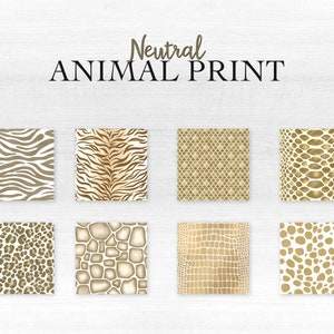 Animal Print Hand Drawn Digital Paper, Safari Animal Digital Paper ...