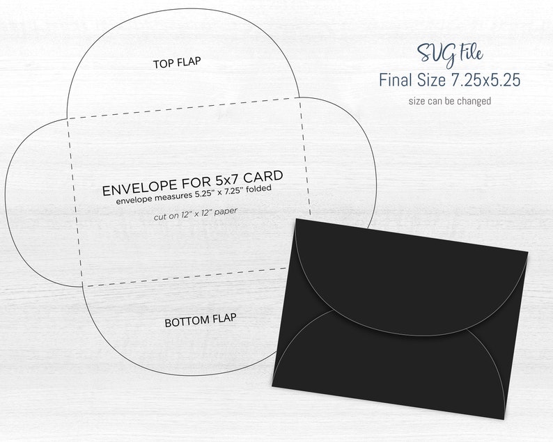 Envelope SVG Template With Curved Flaps, 5.25"x7.25"" Digital Download ...