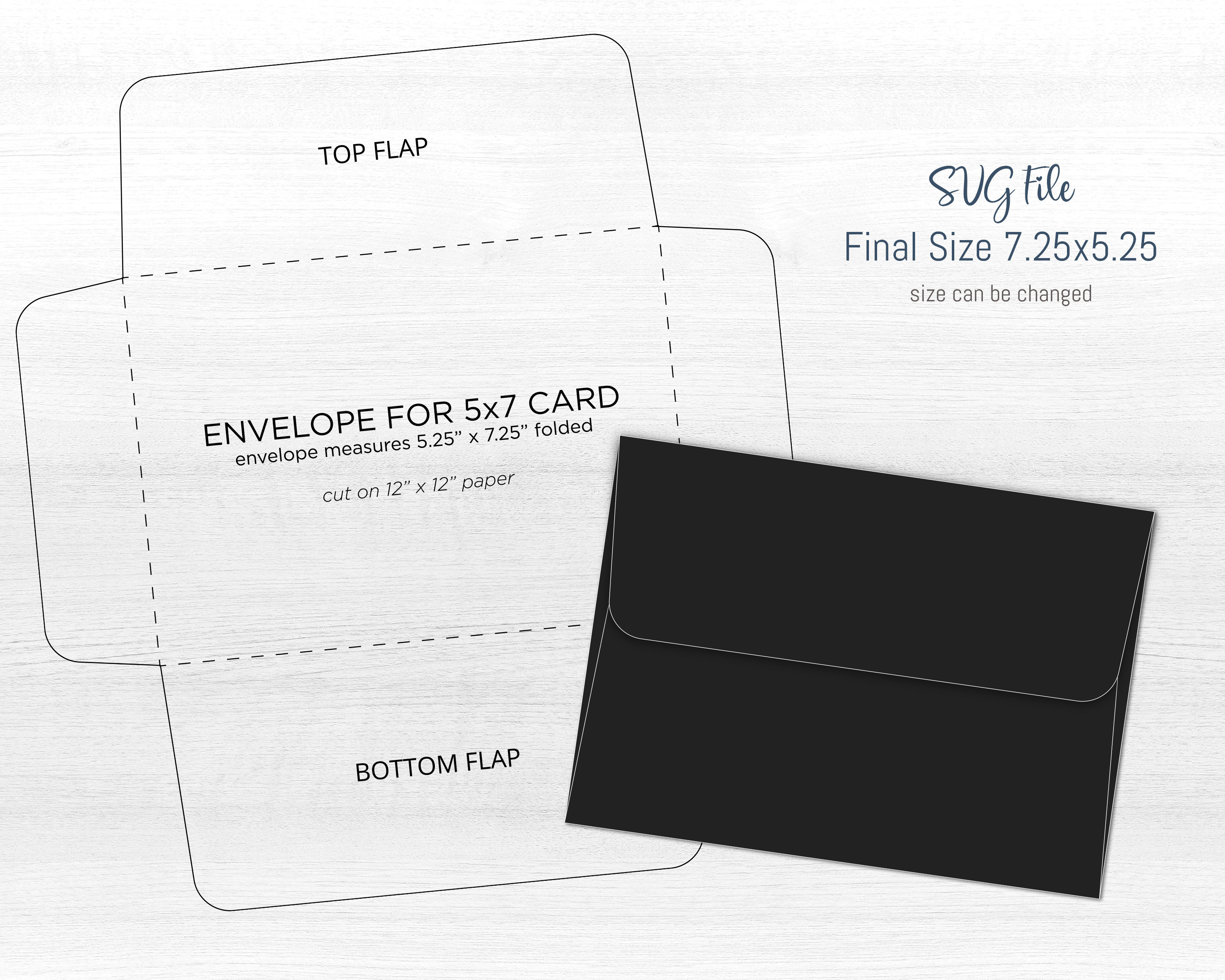Envelope SVG Template With Rounded Flaps 5.25x7.25 Digital - Etsy Hong Kong