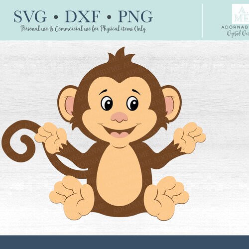 Monkey SVG DXF & PNG Cute Monkey Clipart for Cricut - Etsy Canada