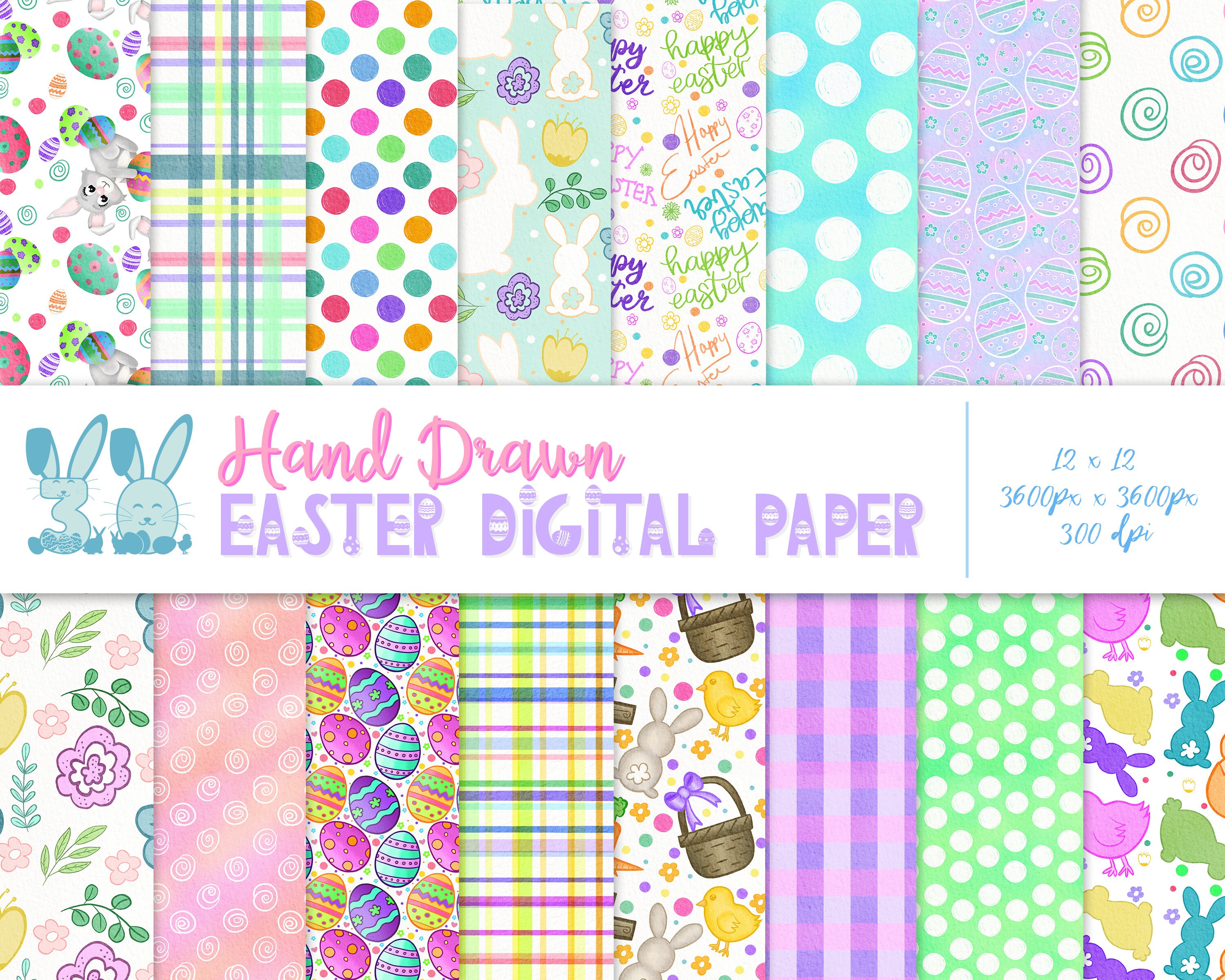 Easter Hand Drawn Digital Paper Egg Digital Paper Easter Egg - Etsy