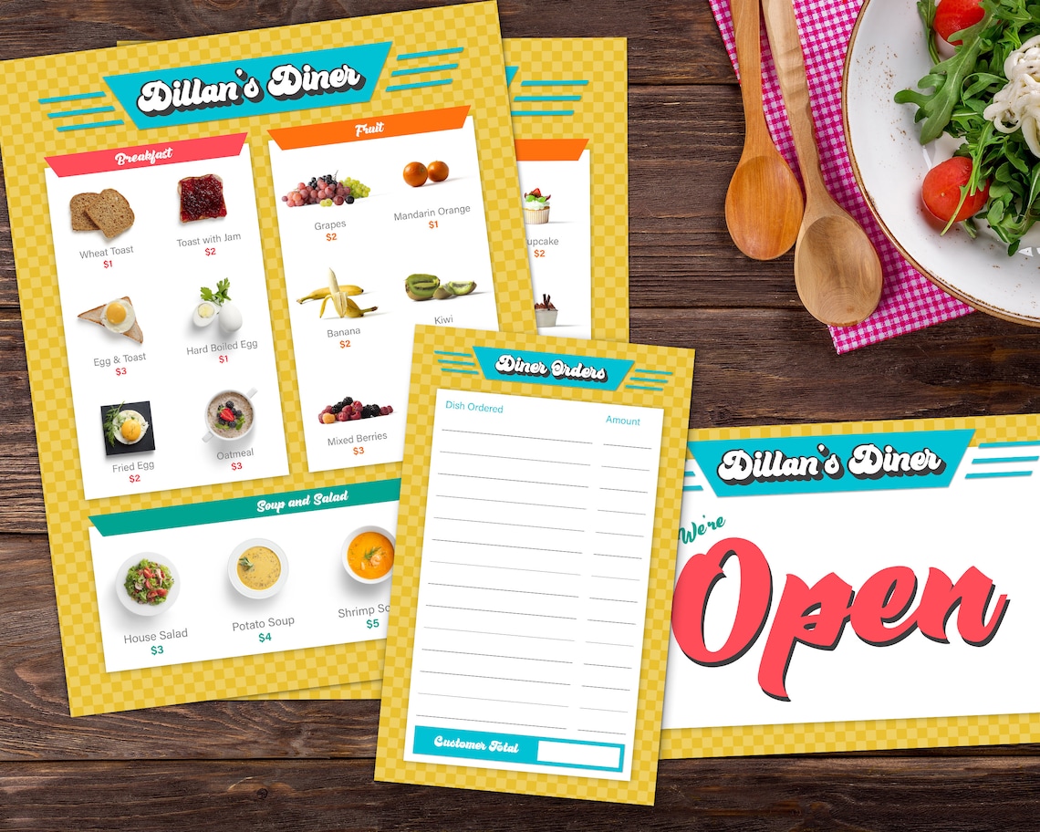 Pretend Play Printable Restaurant Set Instant Download Menu | Etsy