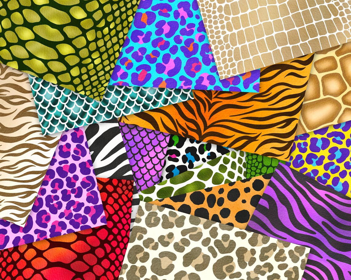 Animal Print Hand Drawn Digital Paper Safari Animal Digital - Etsy
