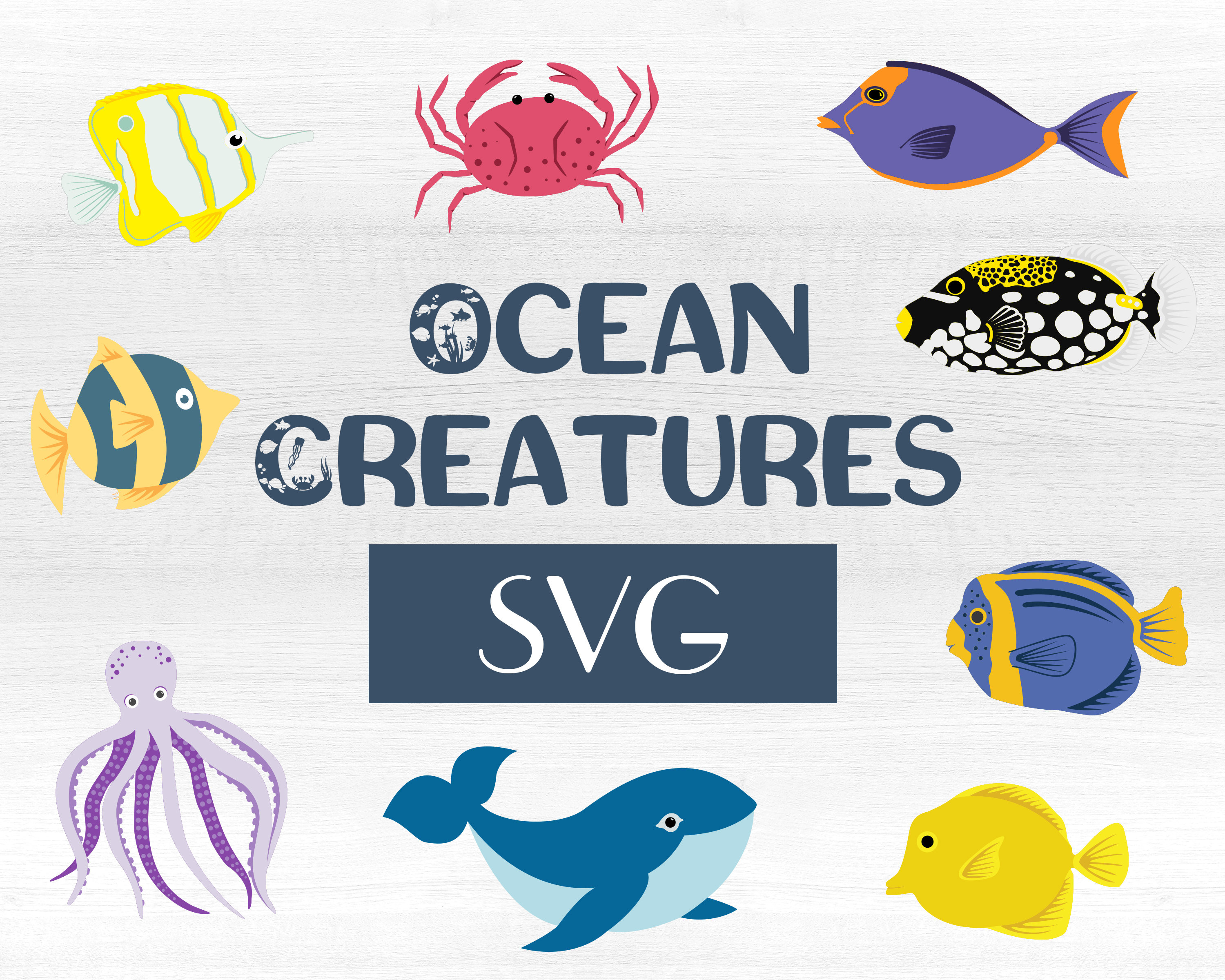 Ocean Creatures SVG & PNG Set Instant Downloads for Cricut - Etsy