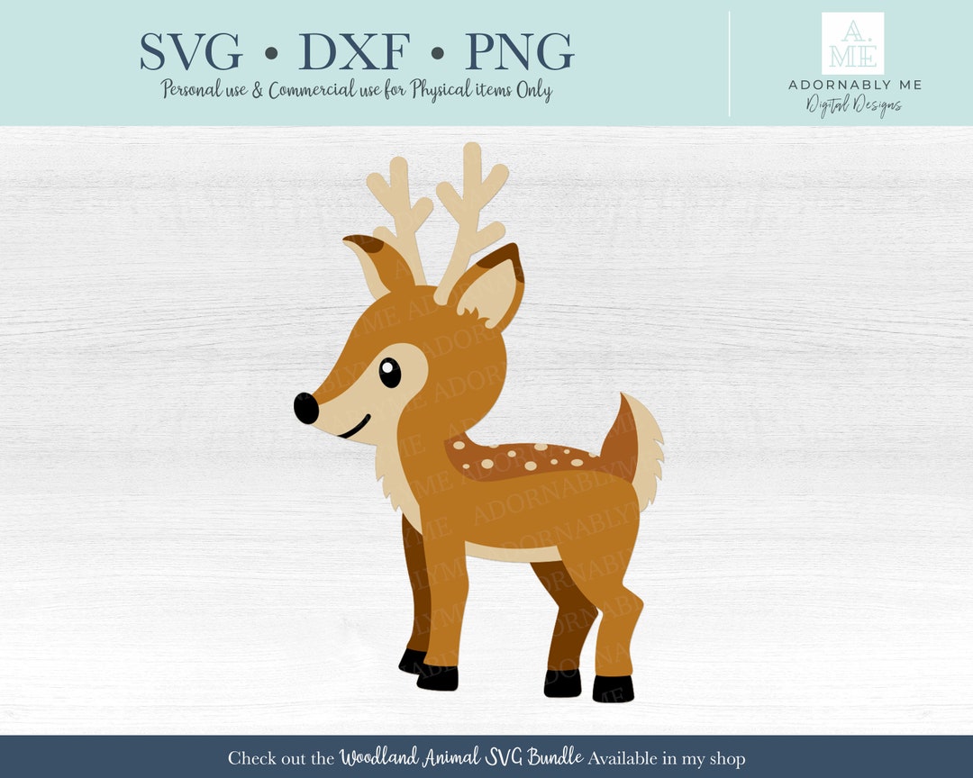 Cute Woodland Deer SVG, DXF, & PNG - Instant Download - for Cricut ...