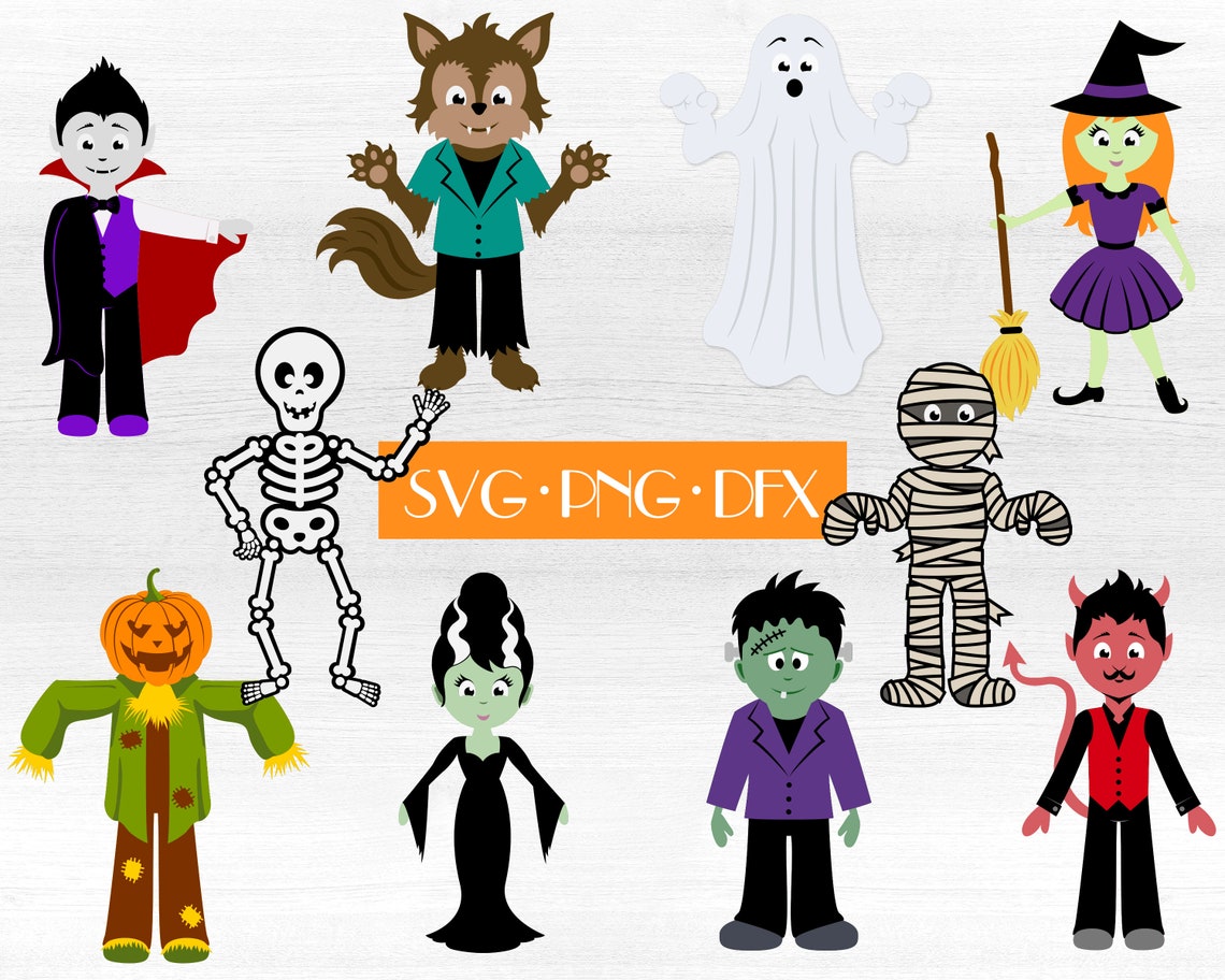 Halloween Monsters SVG, PNG, DXF Digital Download, Halloween Character ...
