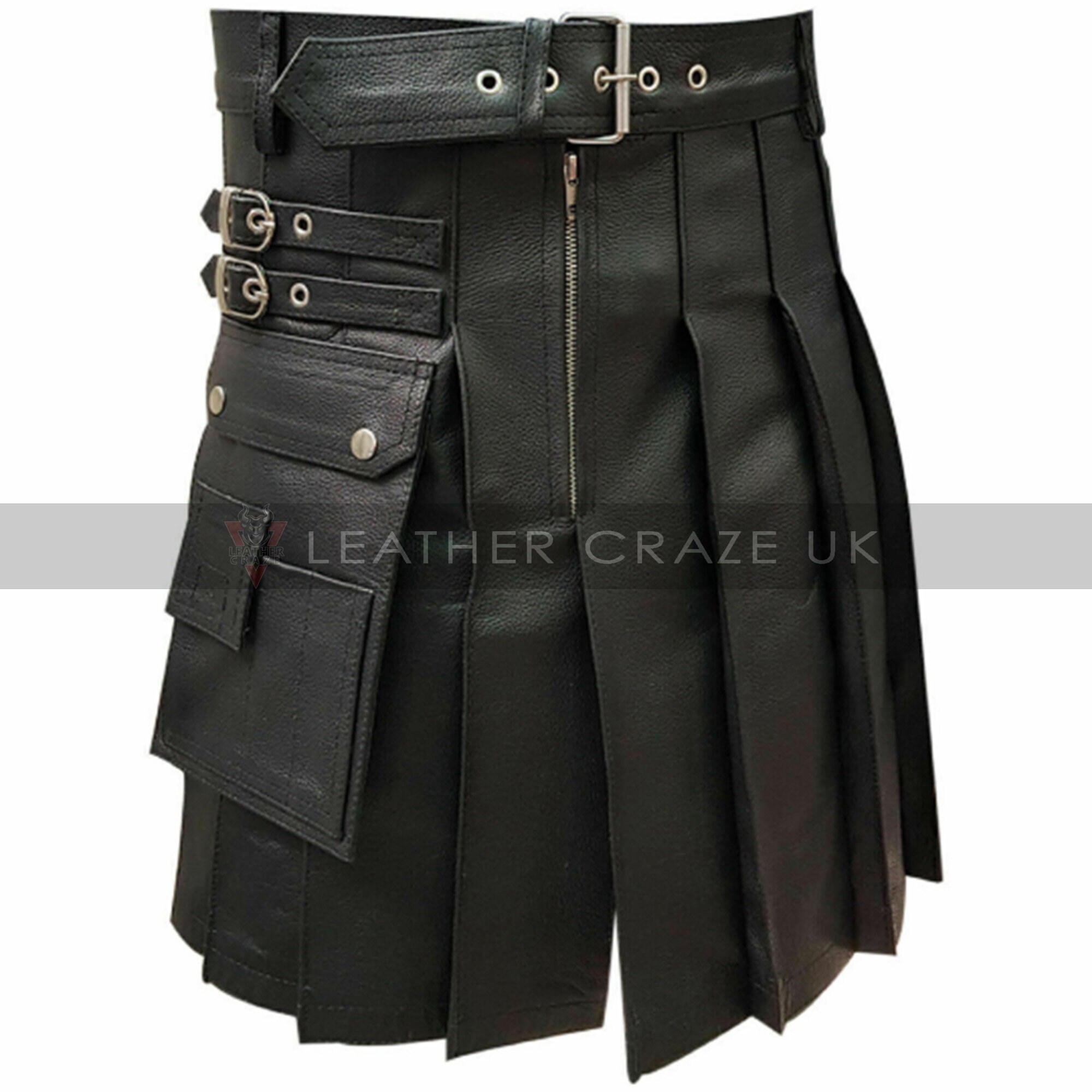 Hand Made Mens Genuine Soft Leather Kilt Black Utility Larp - Etsy UK