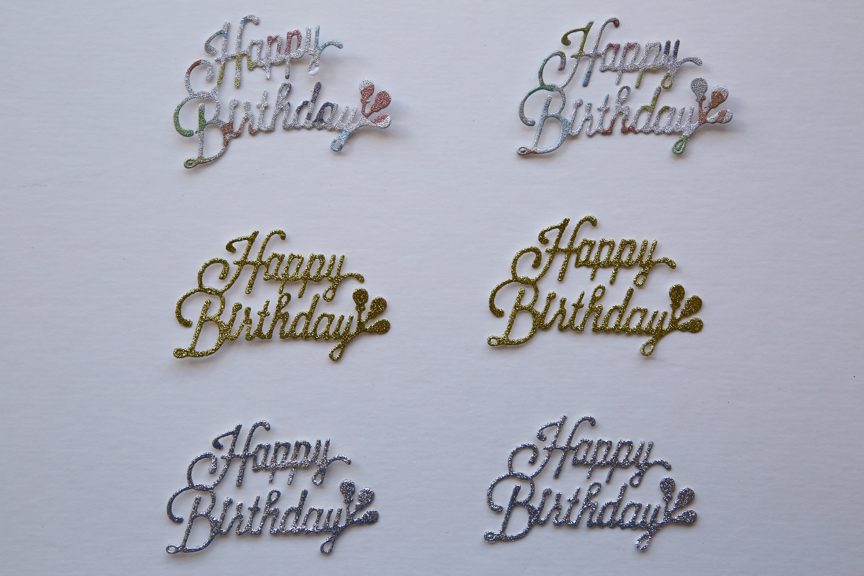 6 X Die Cut Happy Birthday Glitter Card Embellishments Card - Etsy