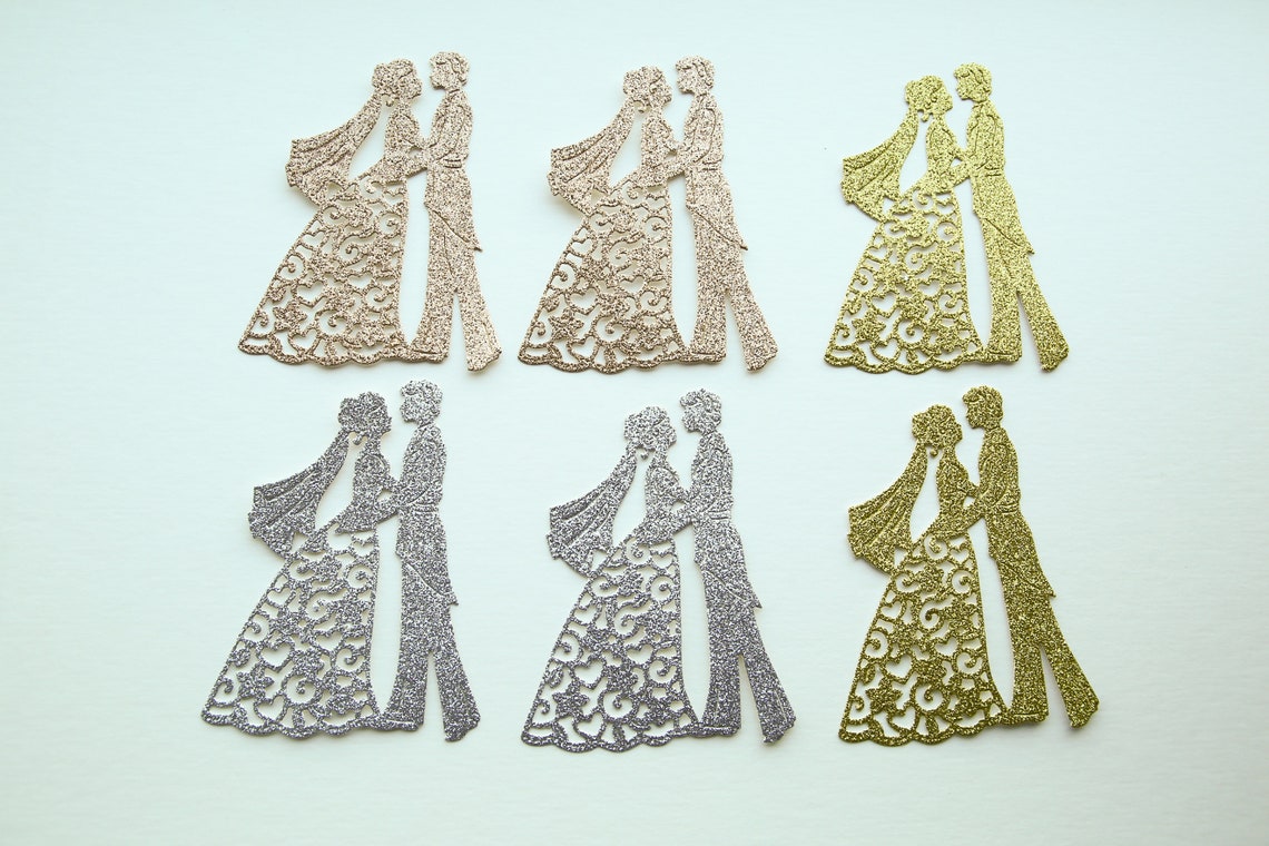 Pack of 6 Die Cut Bride and Groom Craft Embellishments | Etsy